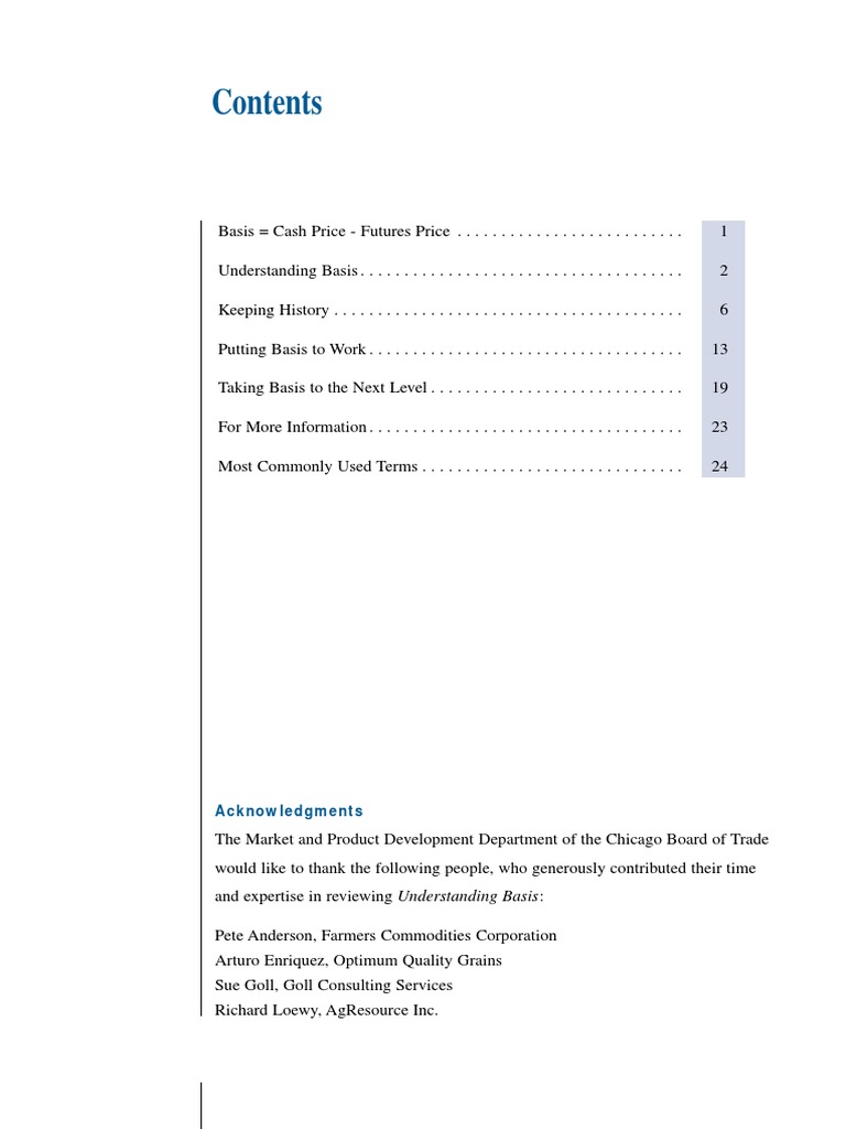 CBOT-Understanding Basis | PDF | Futures Contract | Hedge (Finance)