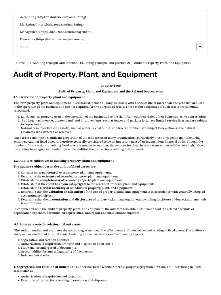 Audit of Property, Plant, and Equipment - Hahu Zone - 1622367787308 ...