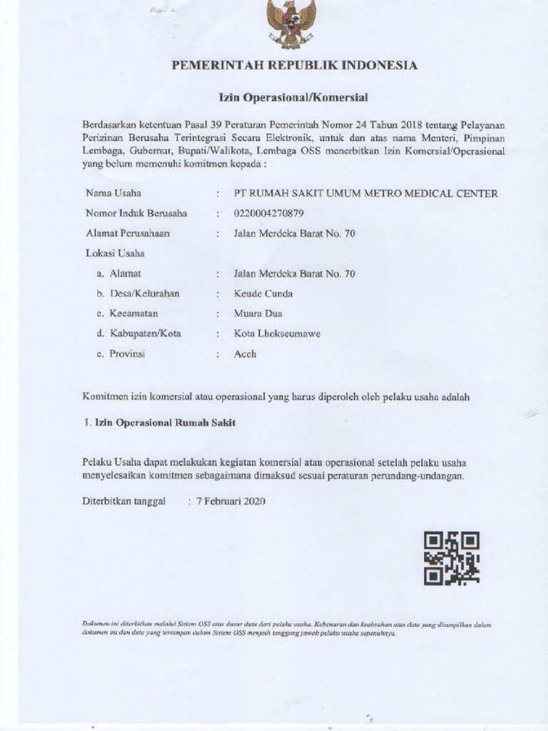 A. Surat Izin Operasional (SIO) | PDF