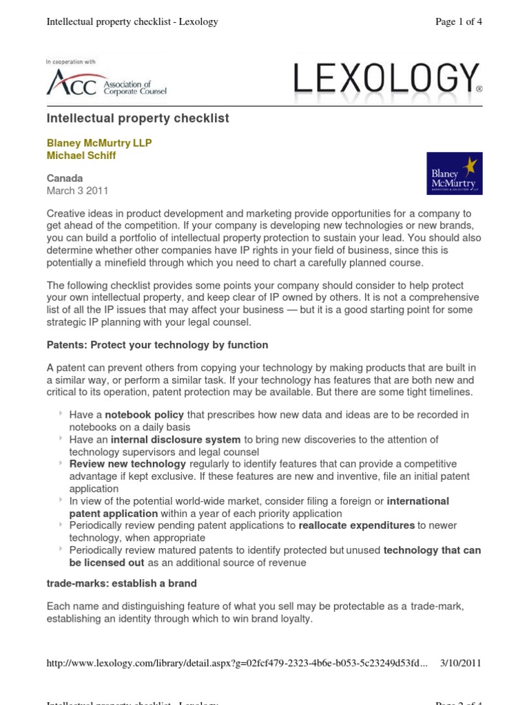IP Checklist | PDF | Trademark | Intellectual Property