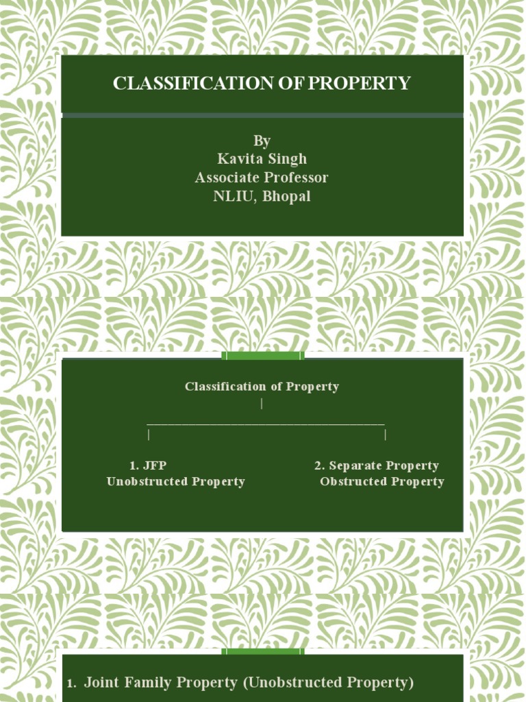 5 Classification of Property | PDF | Intestacy | Property
