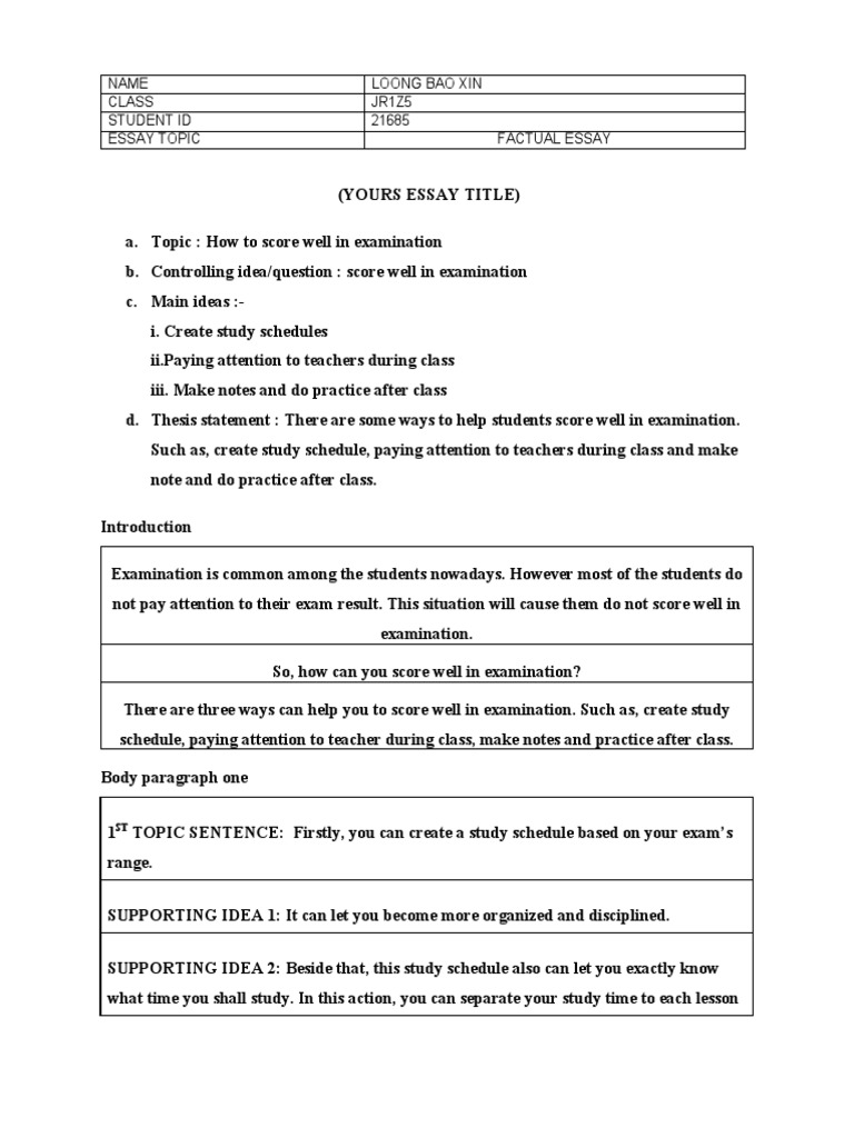 Factual Essay Template | PDF | Test (Assessment) | Teachers