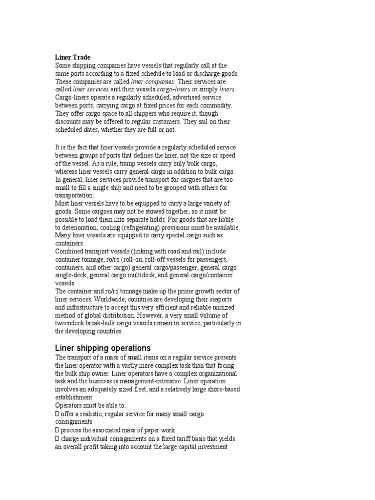 Liner Trade | PDF | Bill Of Lading | Cargo