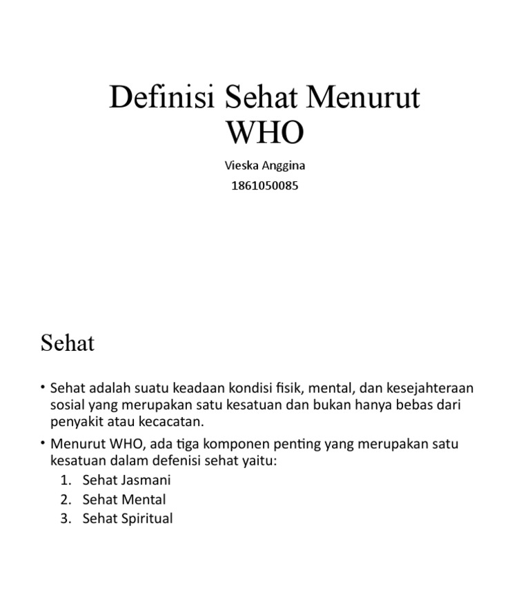 Definisi Sehat Menurut WHO | PDF