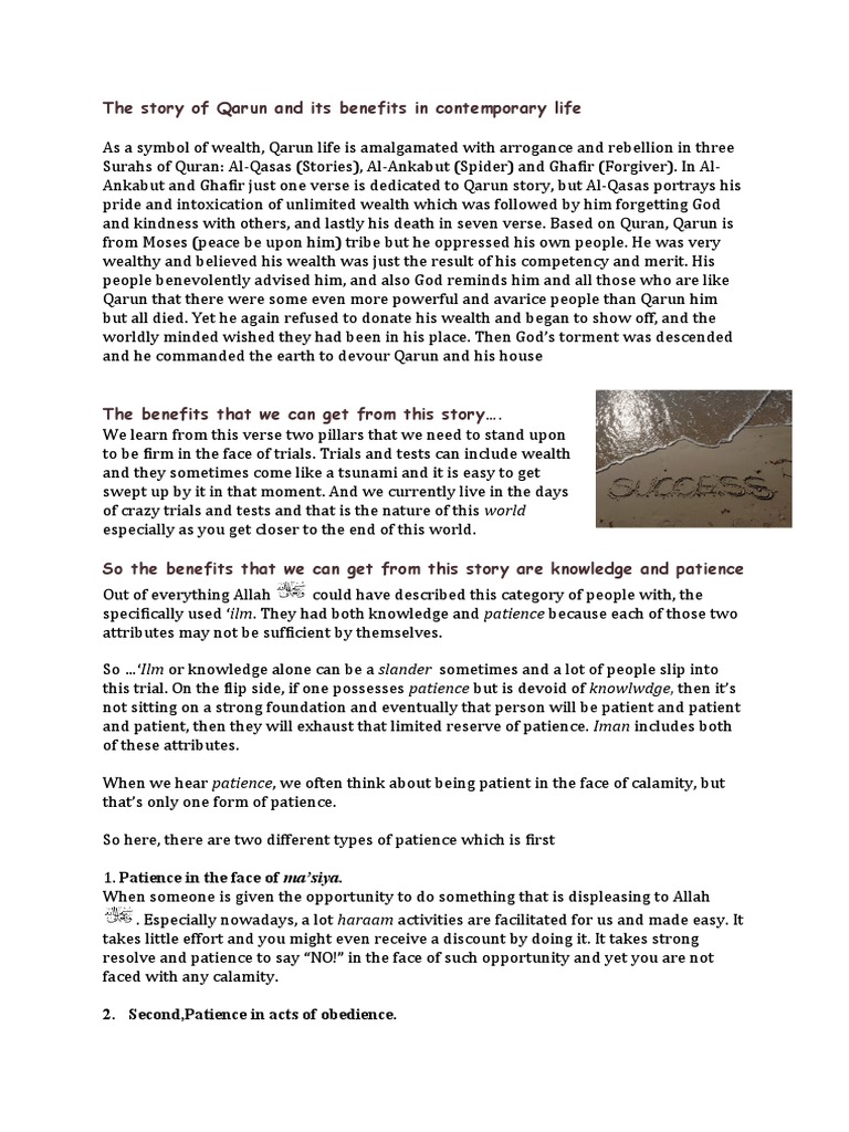 The Story of Qarun and Its Benefits in Contemporary Life | PDF ...