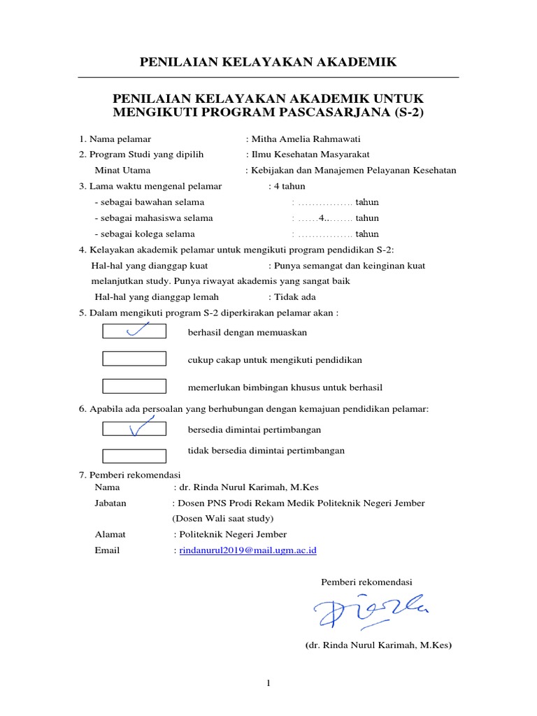Form Rekomendasi | PDF