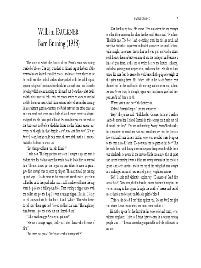 Faulkner Barn Burning | PDF | Nature