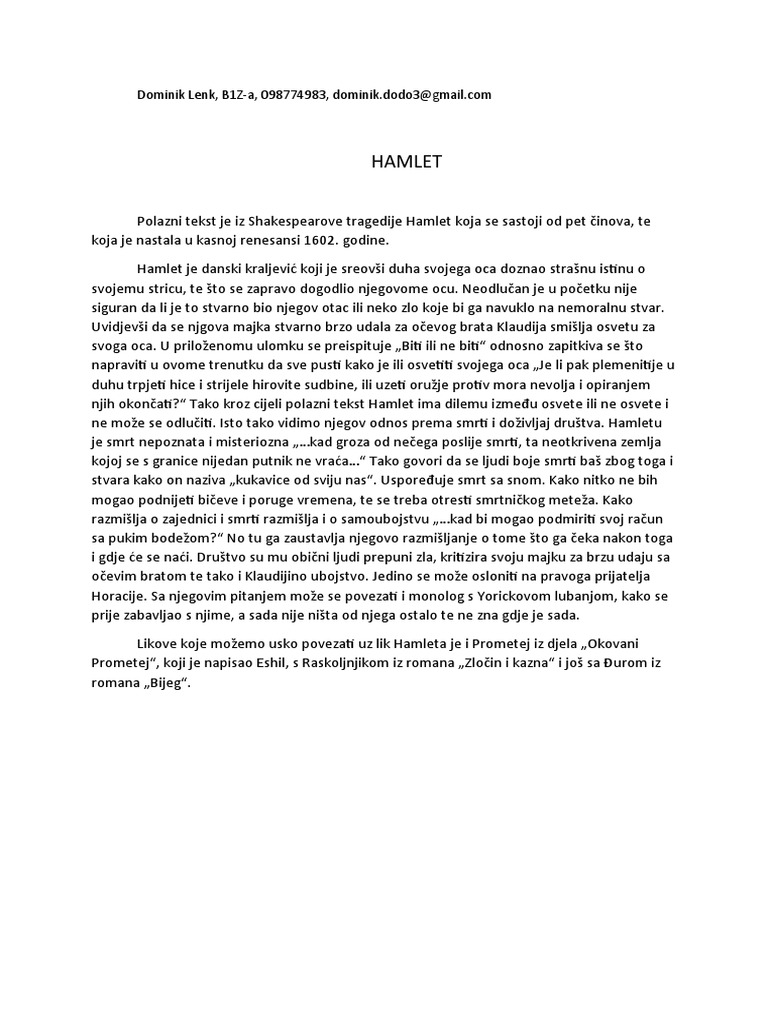 Esej Hamlet | PDF