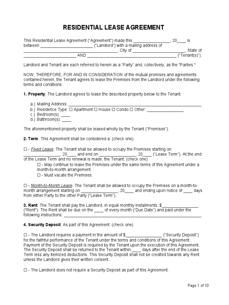 Tenancy Agreement Between Landlord and Tenant (Rental) | PDF | Lease ...