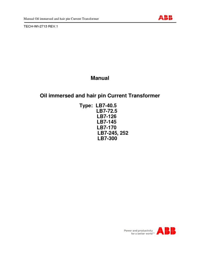 LB7 Current Transformer Manual | PDF | Transformer | Insulator ...