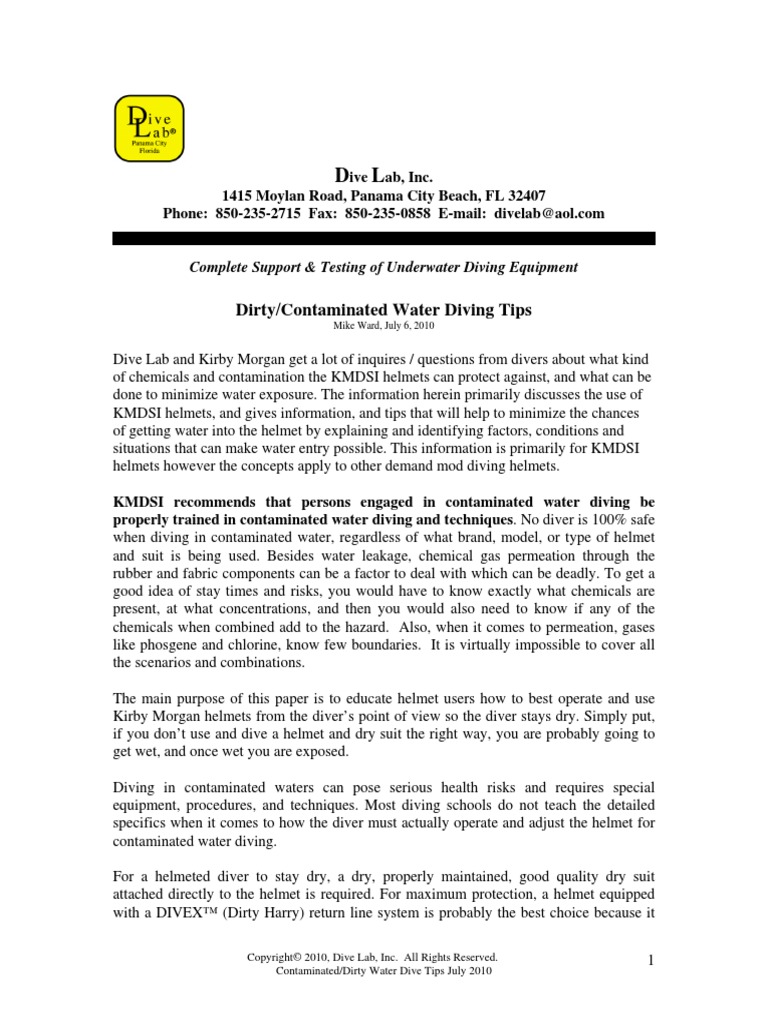 Dive Lab Dirty/Contaminated Water Diving Tips | PDF | Scuba Diving ...