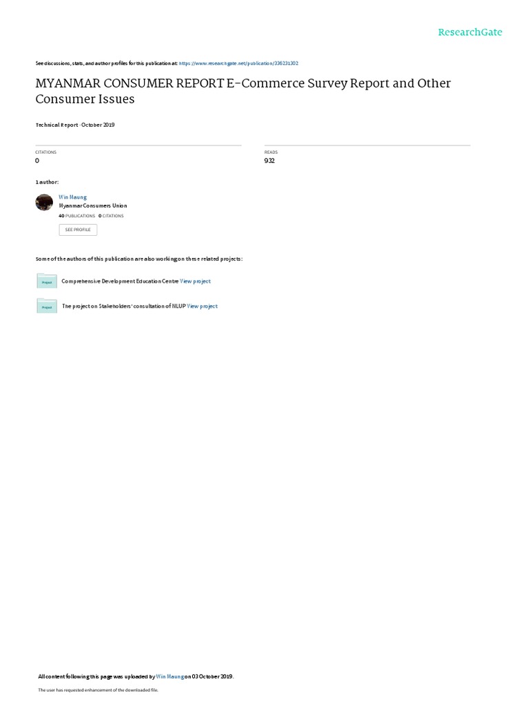 Myanmar Consumer Report 2019 | PDF | E Commerce | Consumer Protection
