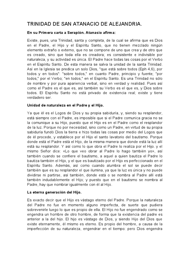 Trinidad de San Atanacio de Alejandria | PDF | espíritu Santo | Trinidad