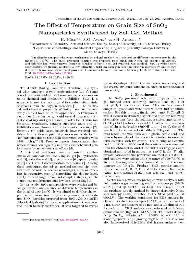 SnO2 Sol Gel | Download Free PDF | Energy Dispersive X Ray Spectroscopy ...