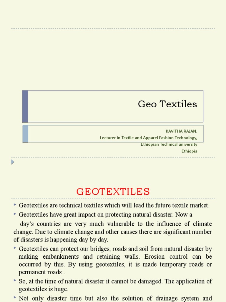 Geo Textiles: Kavitha Rajan, Lecturer in Textile and Apparel Fashion ...