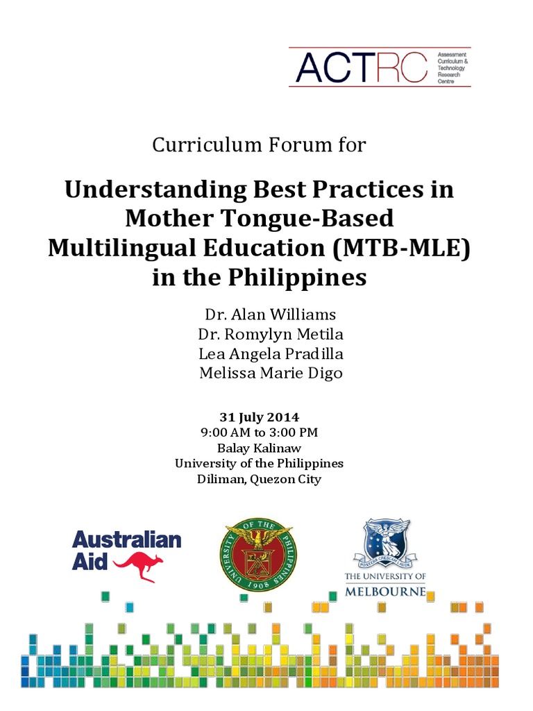Understanding Best Practices in Mother Tongue-Based Multilingual Education (MTB-MLE) in The ...