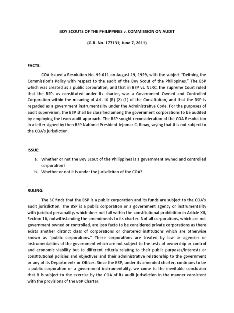 BSP Audit Jurisdiction by COA | PDF | Law