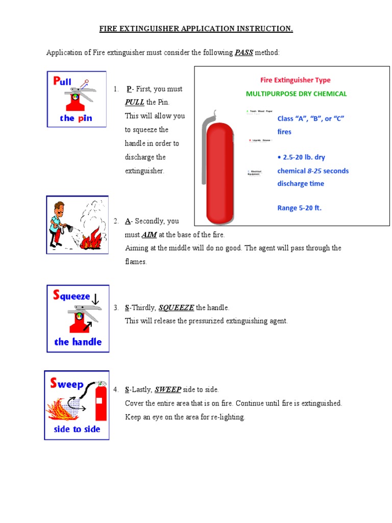 Application of Fire Extinguisher Must Consider The Following PASS ...