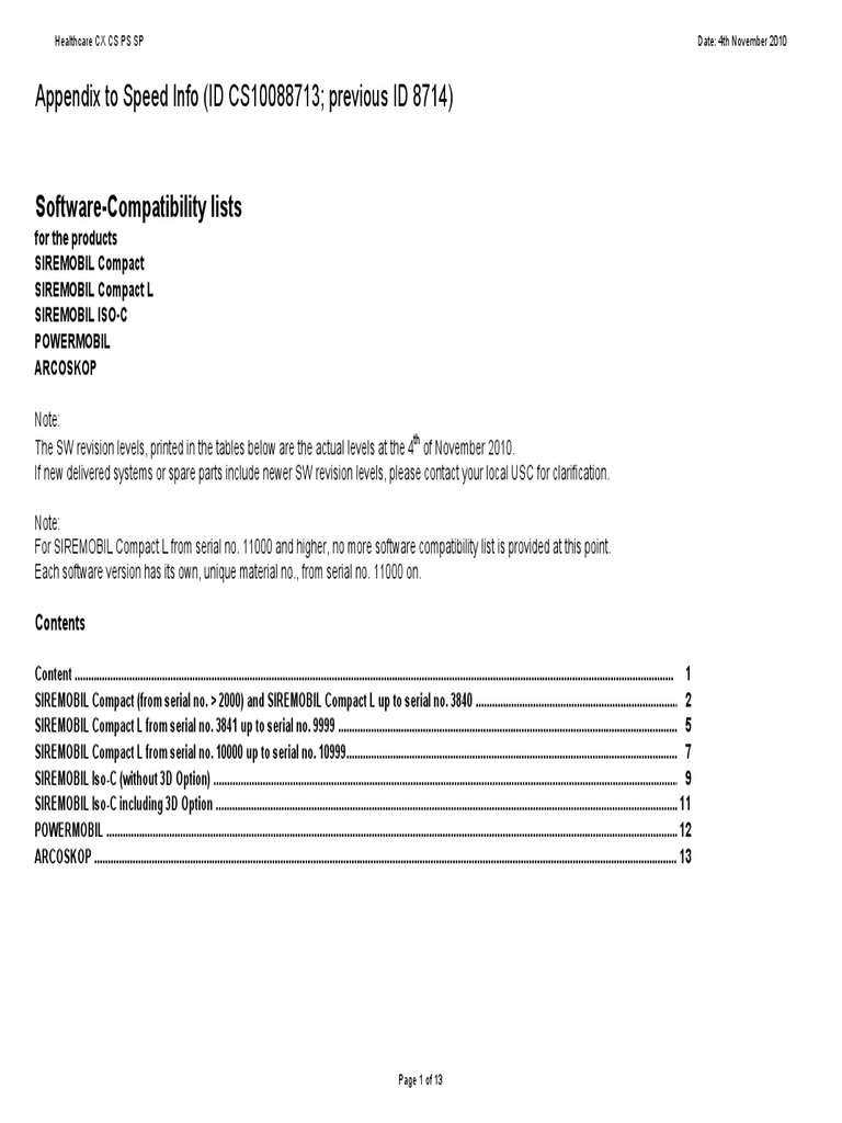 SIREMOBIL Software Compatibility Guide | PDF | Computer Engineering ...