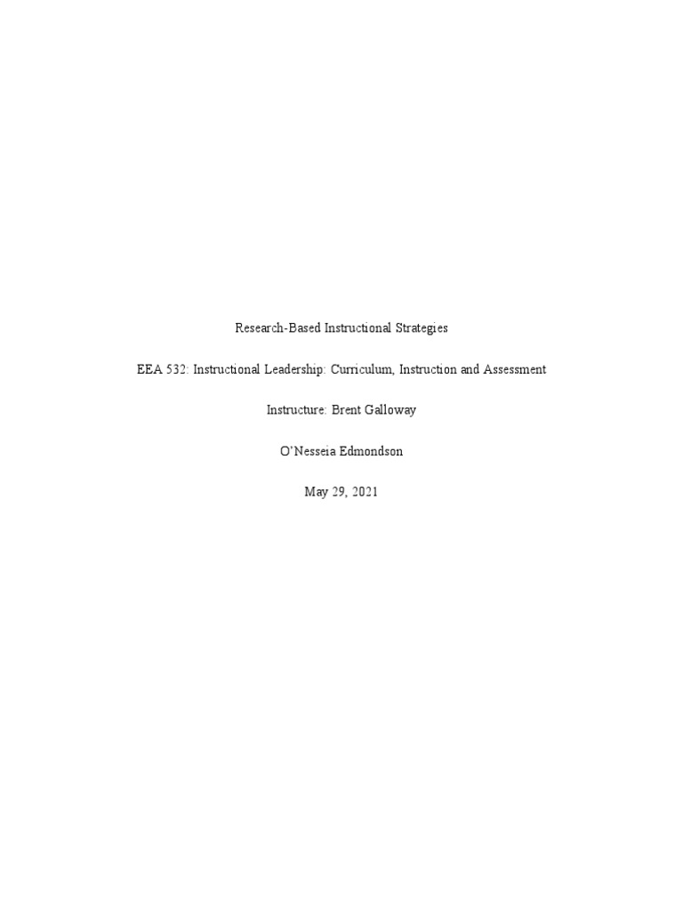 Instructional Strategy Reflection Paper Comparison of Authentic ...