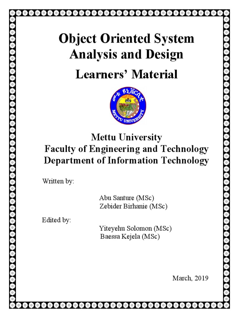 Object Oriented System Analysis and Design: Learners' Material | PDF ...