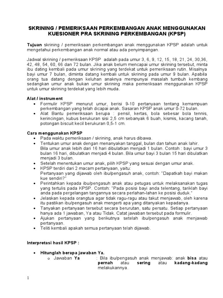 Kuesioner KPSP | PDF