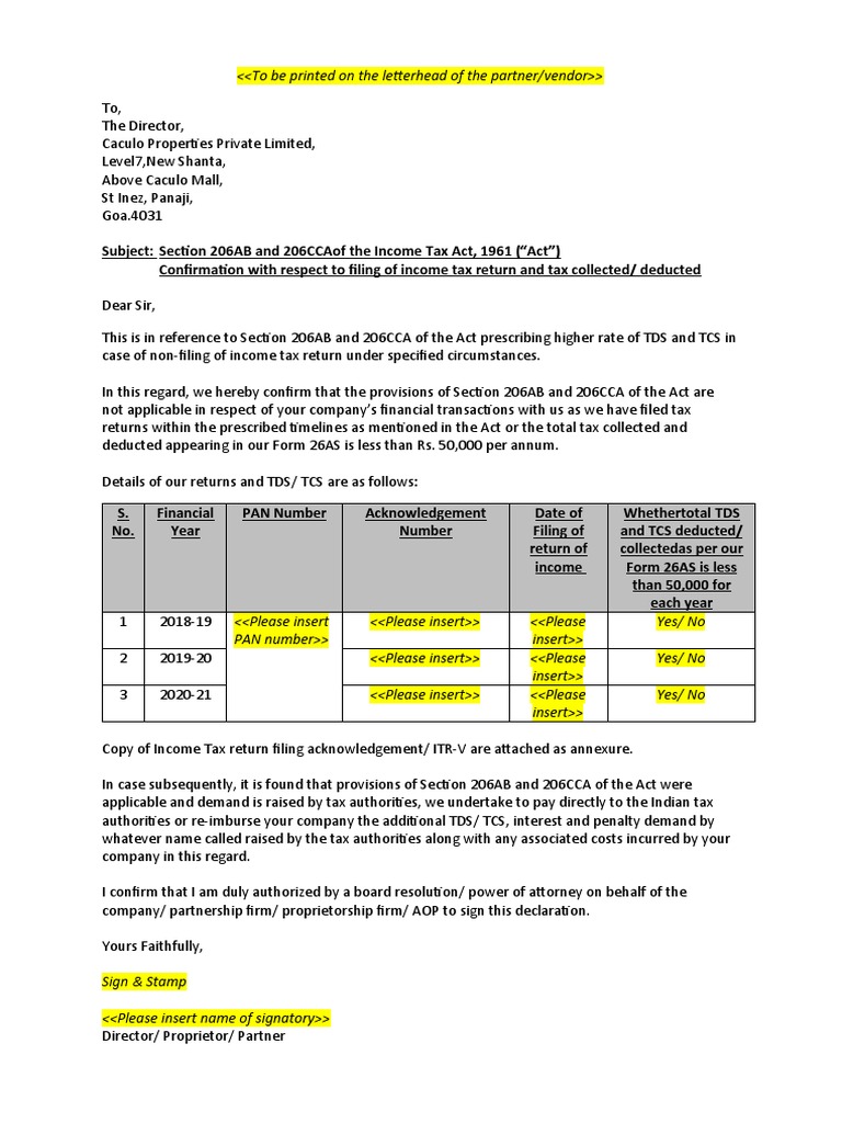 Draft Confirmation - Vendor | PDF | Income Tax | Taxes