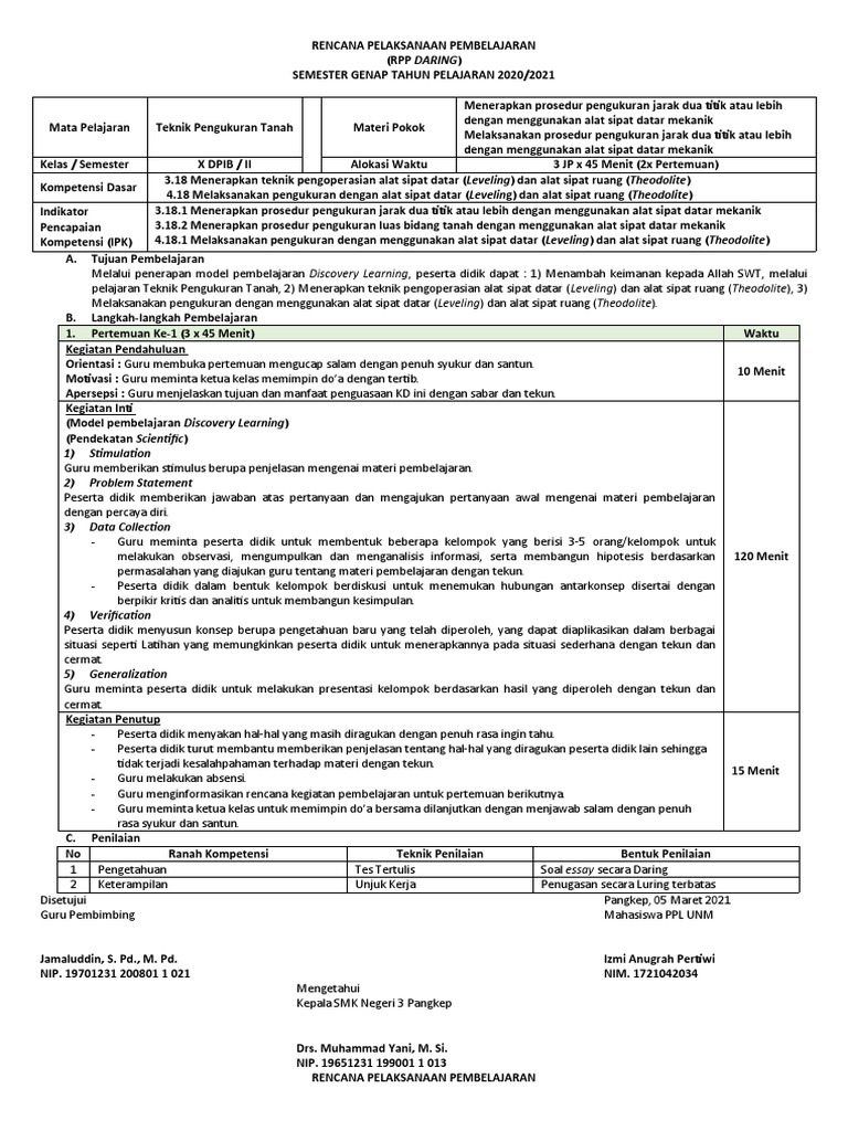 RPP Teknik Pengukuran Tanah | PDF