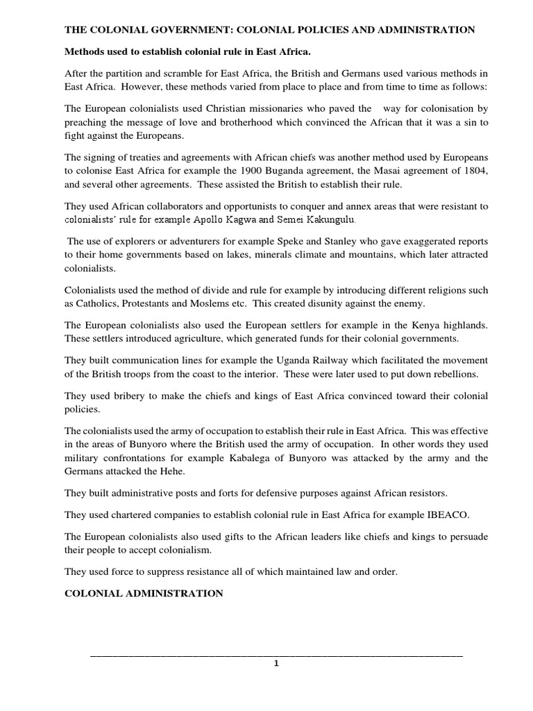 The Colonial Government | PDF | Colonialism | East Africa