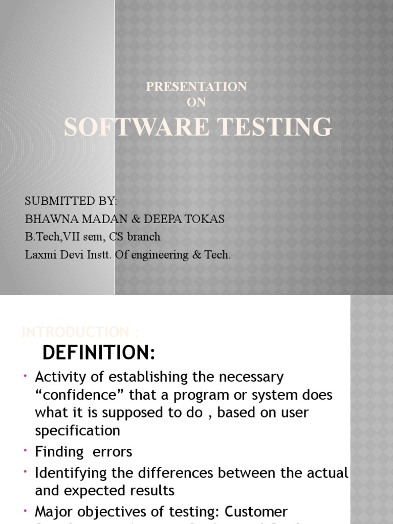 Software Testing Presentation On Pdf Systems Theory Software Testing
