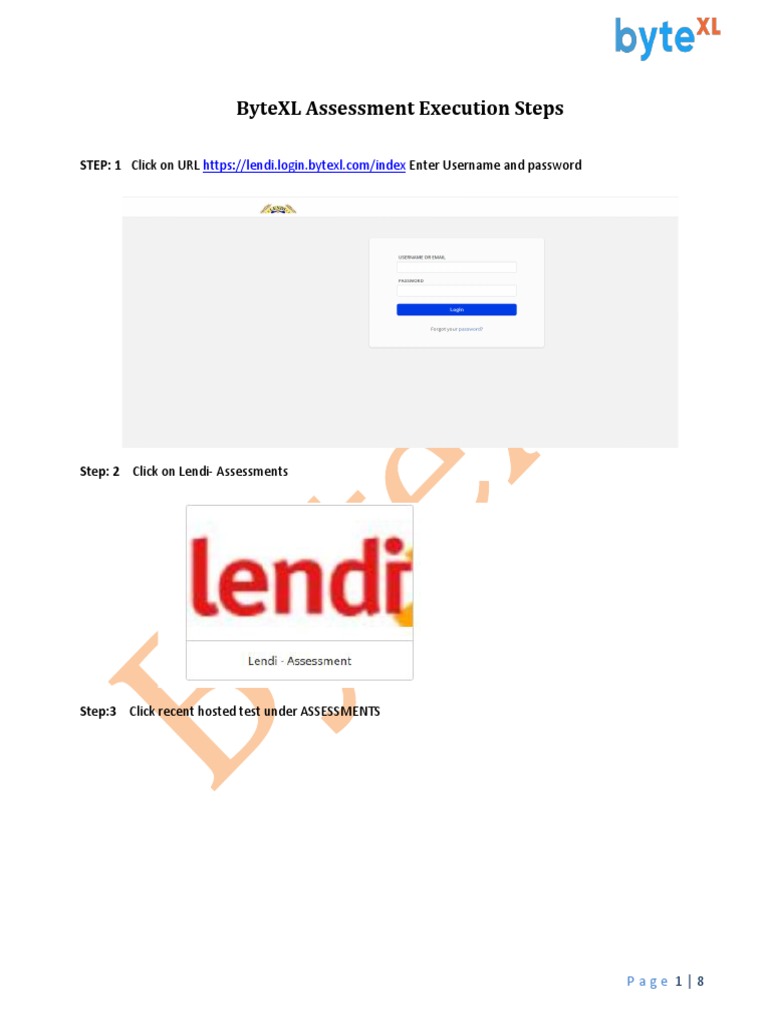 ByteXL Assessment Execution Steps | PDF