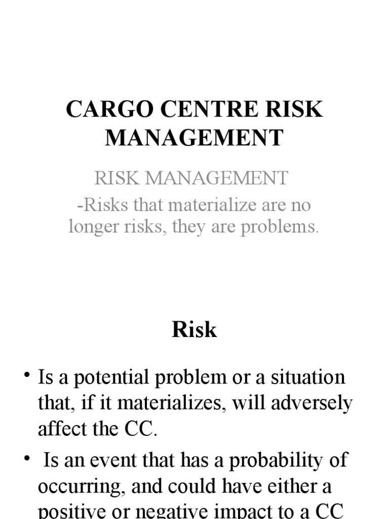 Cargo Centre Risk Management | PDF | Risk | Risk Management
