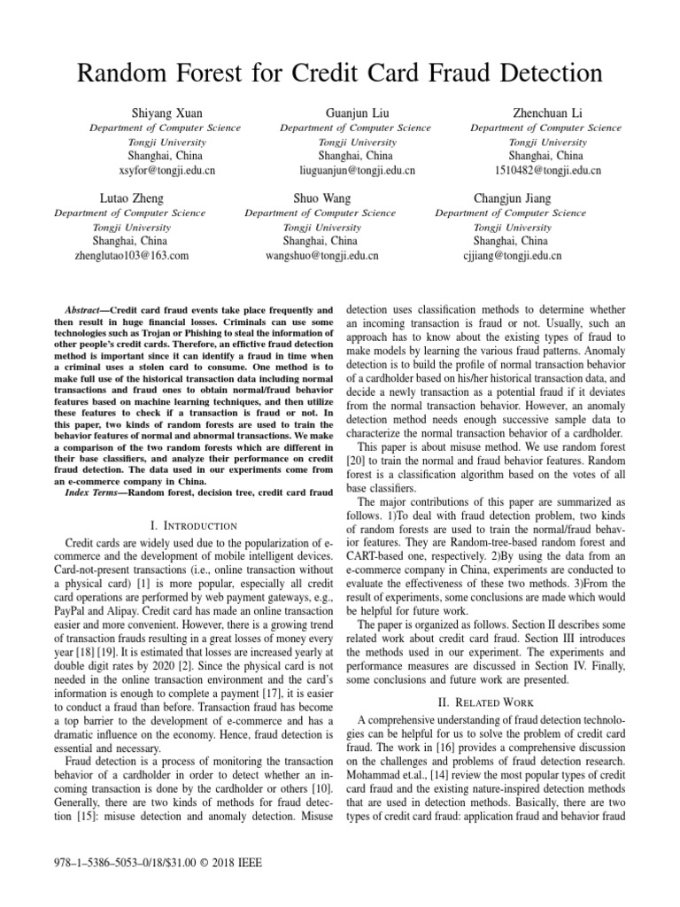Random Forest For Credit Card Fraud Detection | PDF | Accuracy And ...