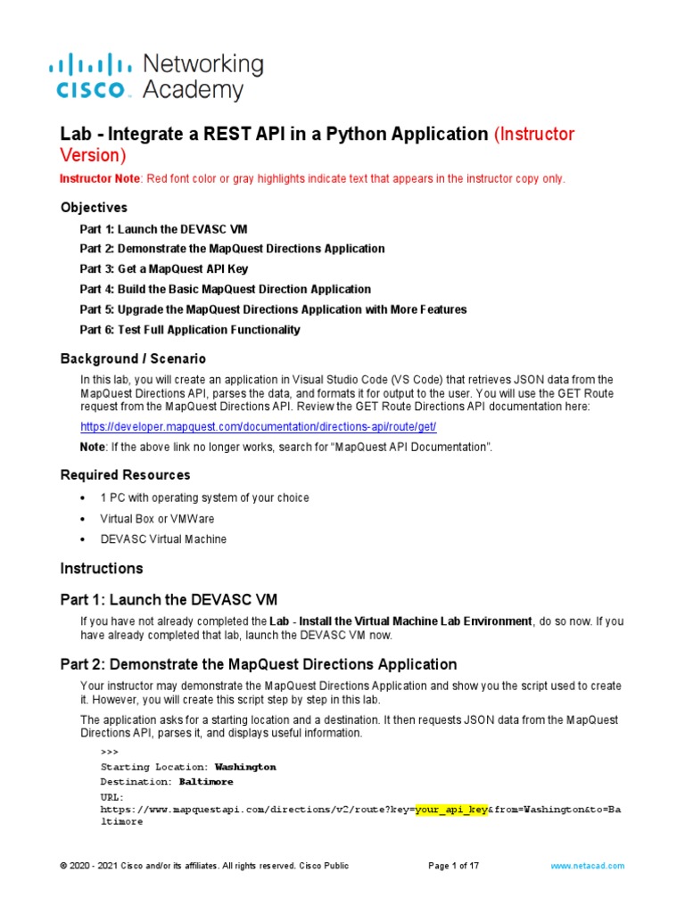 492 Lab Integrate A Rest Api In A Python Application Ilm Pdf Virtual Machine Json 