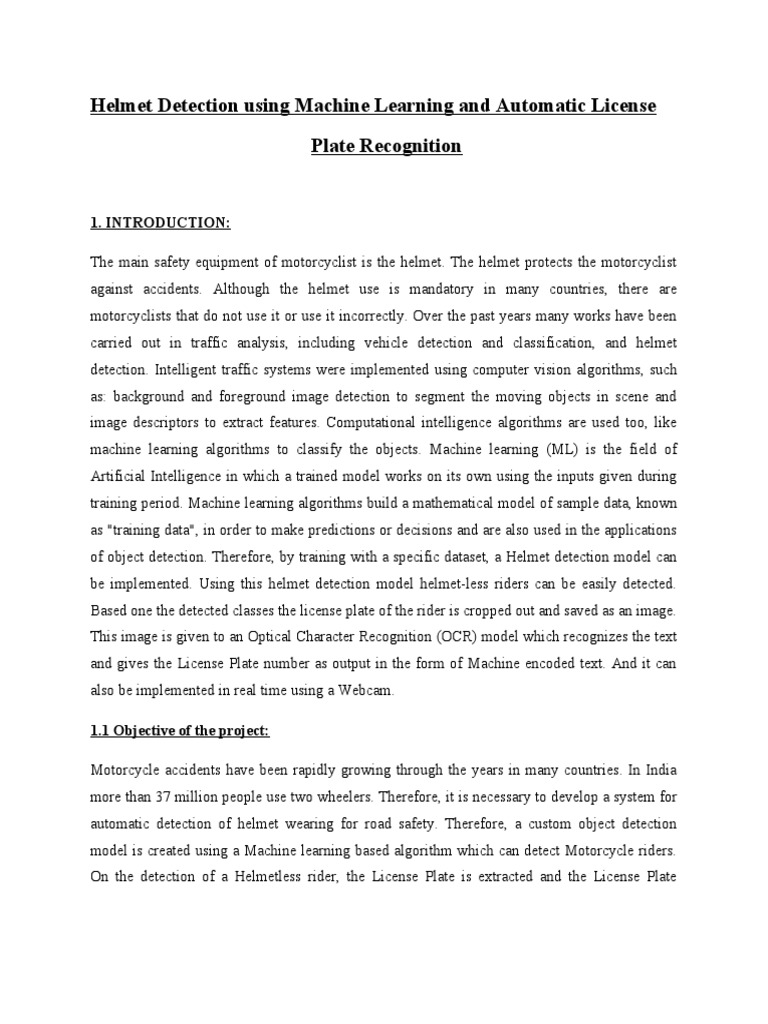 Helmet Detection Using Machine Learning and Automatic License Final ...