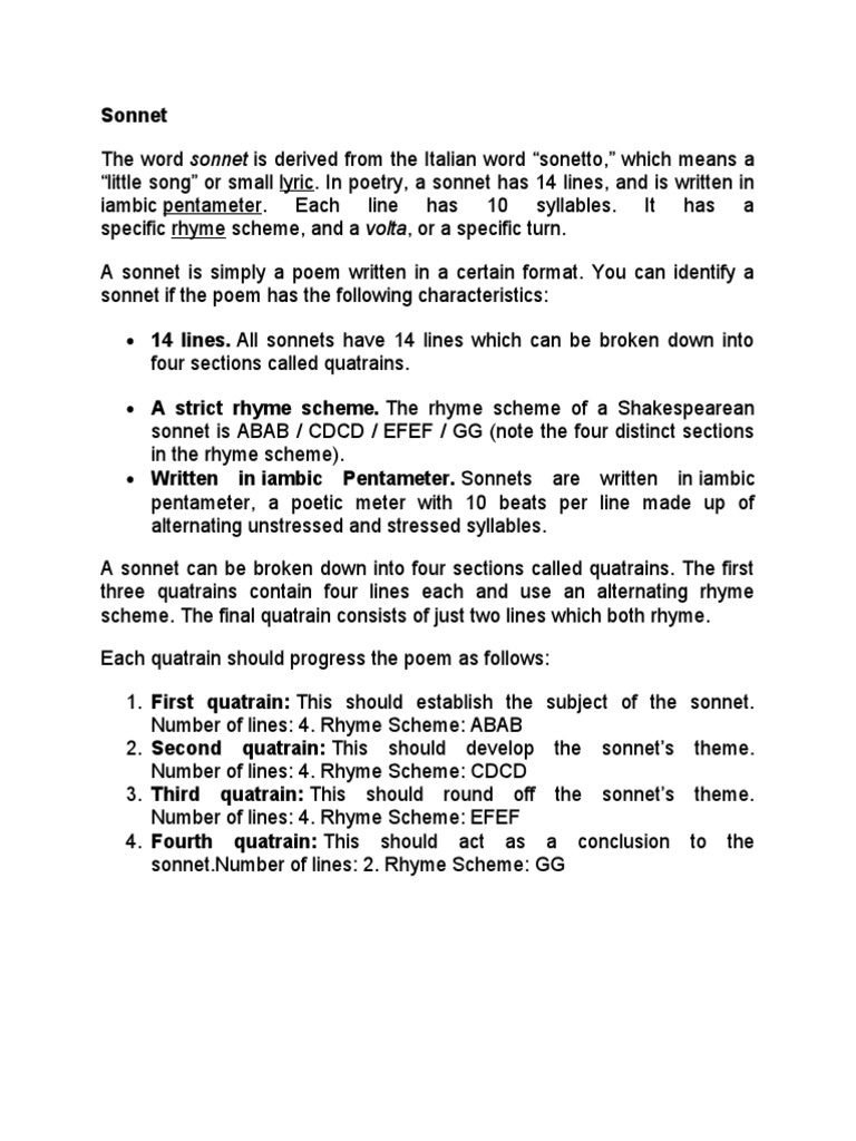 Sonnet Pdf Sonnets Poetics