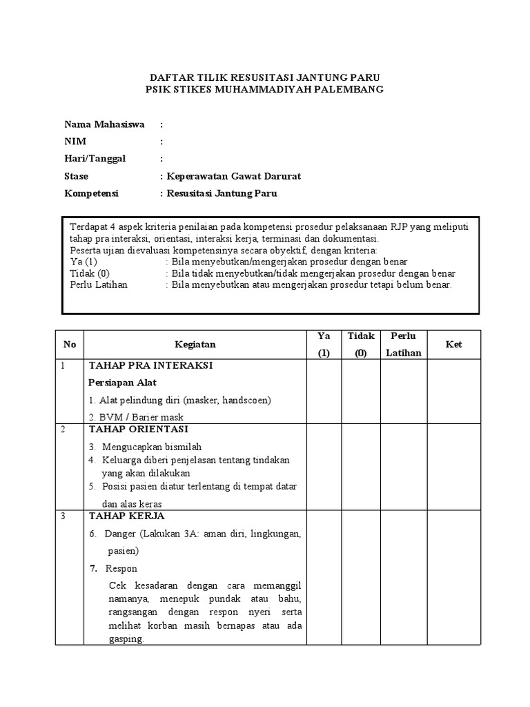 Daftar Tilik OSCE Gadar 2020 | PDF