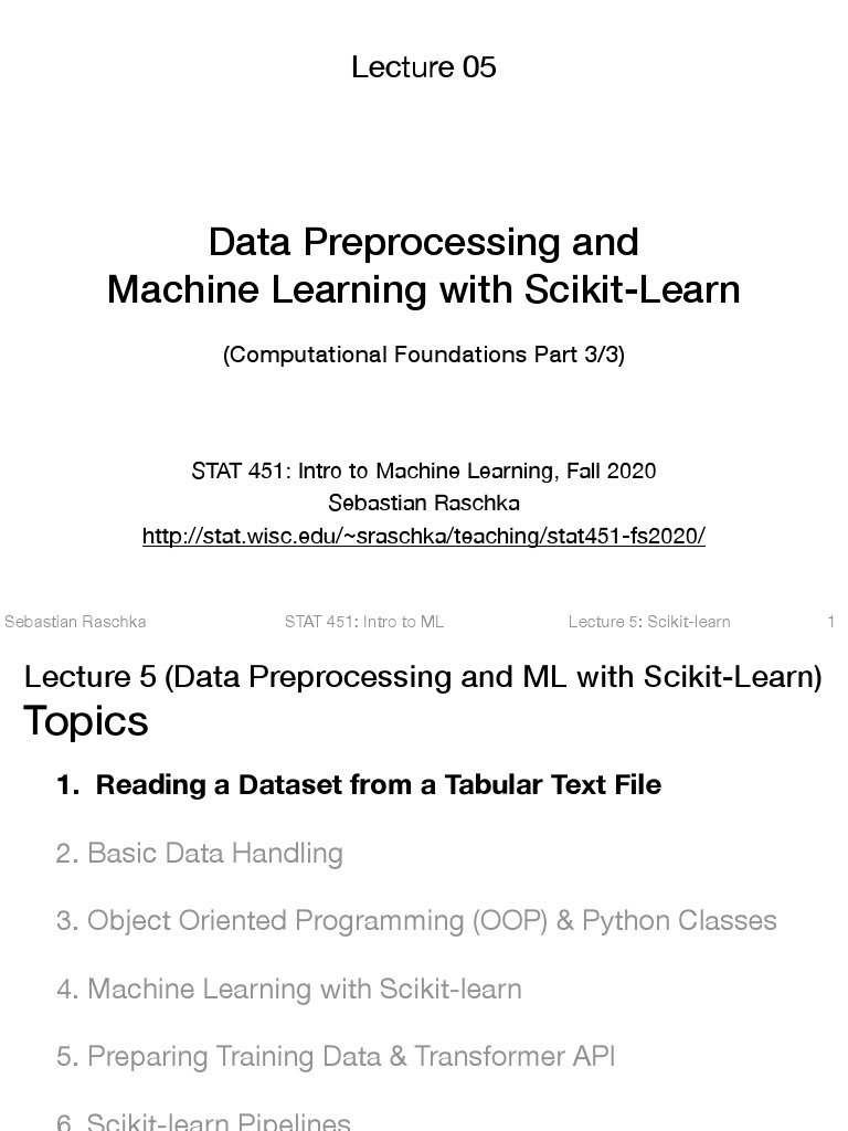 05 Preprocessing and Sklearn - Slides | Download Free PDF | Machine ...