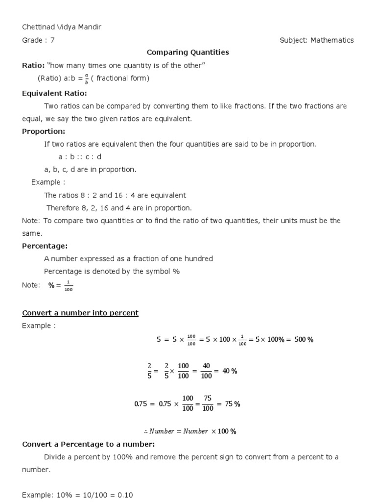 Comparing Quantities Ratio: "How Many Times One Quantity Is of The ...