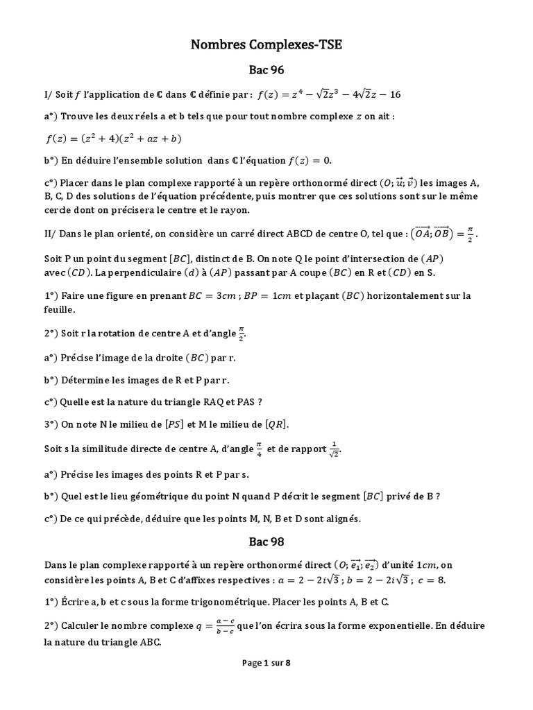 Nombres Complexes au Bac | PDF | Nombre complexe | Objets mathématiques