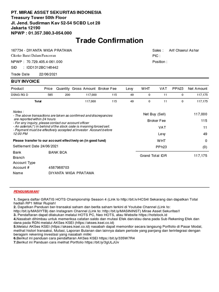 Trade Confirmation | PDF