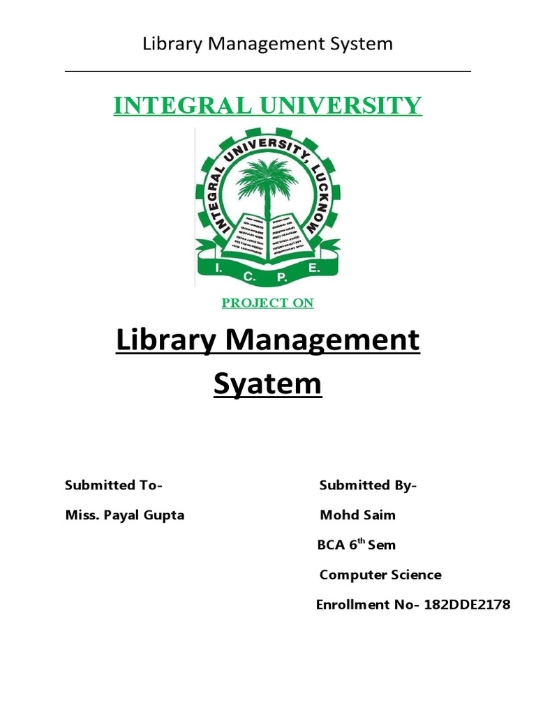 Library Management Syatem: Integral University | PDF | System | Software