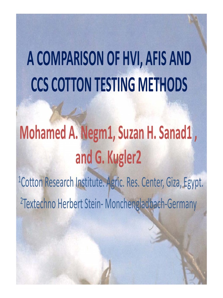 2016 5 ITMF HVI Comparisons of Test Instrumentation CRI Sanad | PDF ...