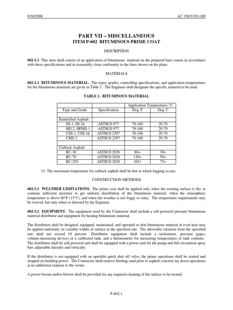 Specification and Construction Methods for Bituminous Prime Coat and ...