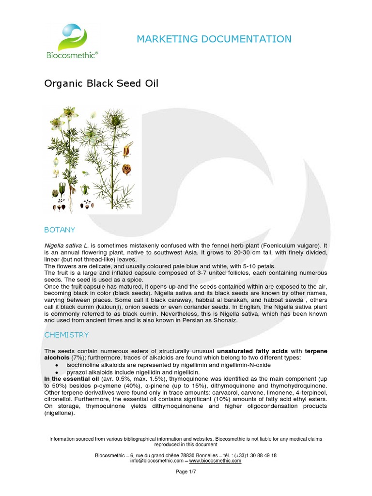 Black Seed Oil 1PSP-7047 - DOSS - EN | PDF | Fat | Fatty Acid