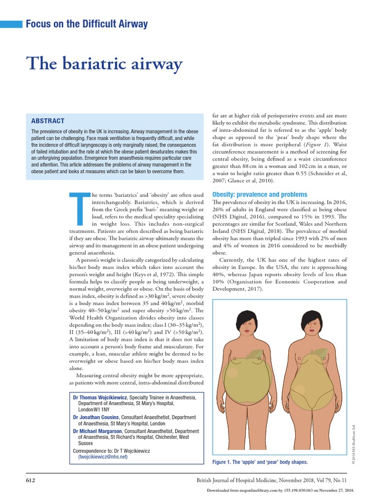 The Bariatric Airway | PDF | Body Mass Index | Anesthesia