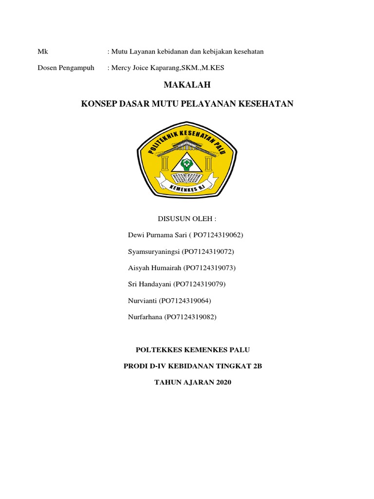 Makalah Konsep Dasar Mutu Pelayanan Kesehatan | PDF