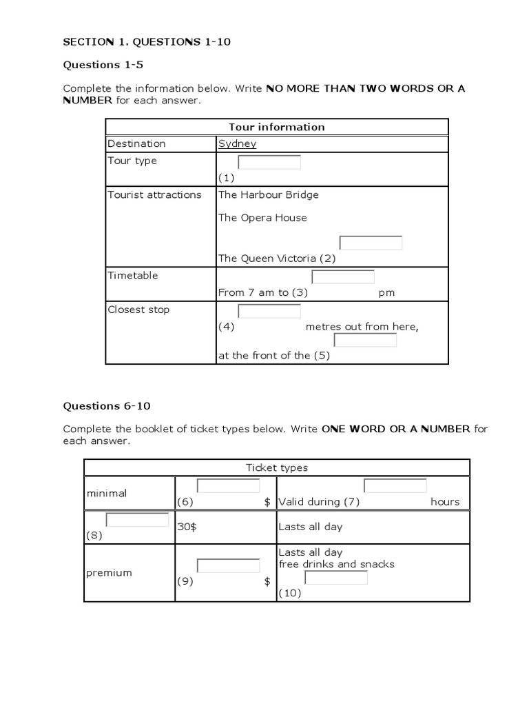Section 1. Questions 1-10 Questions 1-5 | PDF
