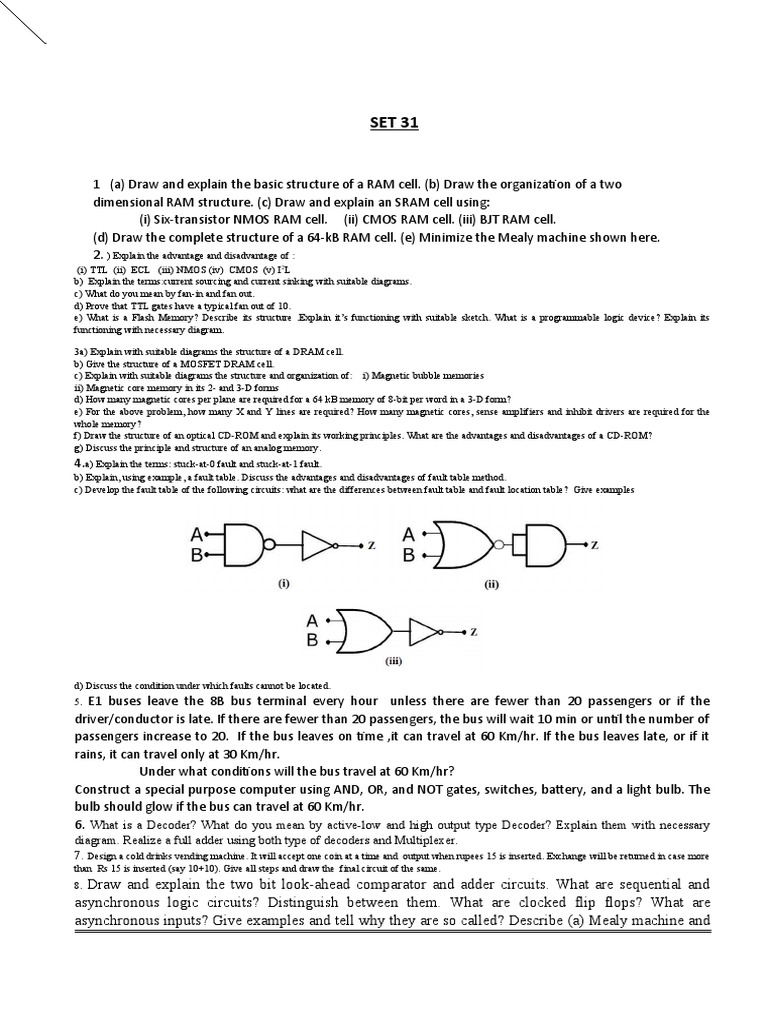 RAM Cell Structures and Logic Circuit Design | PDF | Analog To Digital ...