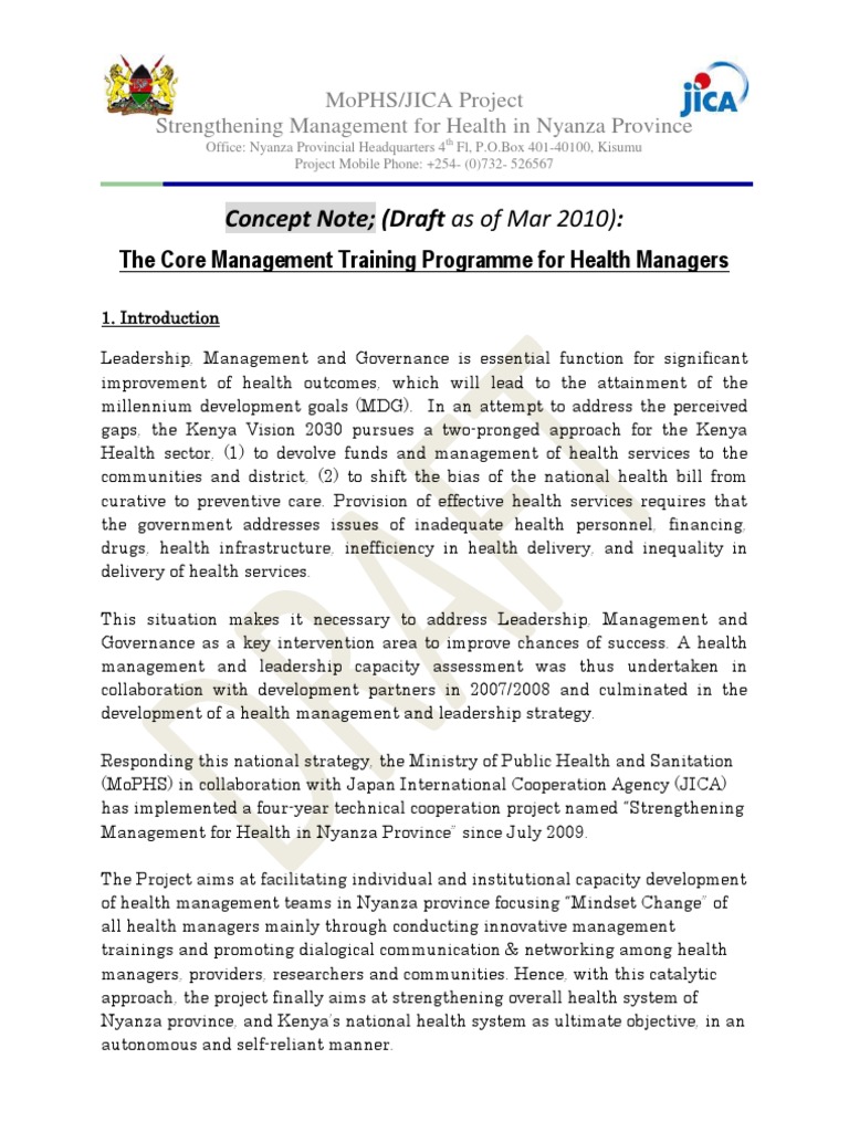 Concept Note_Core Managemnet Training Programme_20100309 | Health ...